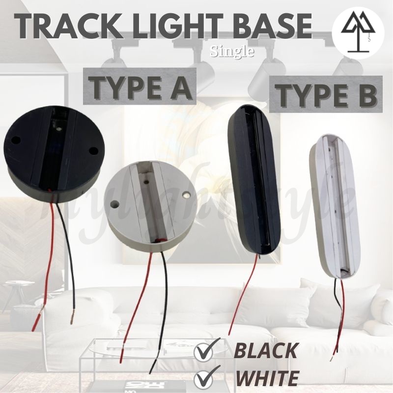 Track Light Holder Base Single Connector Black/White Downlight ...