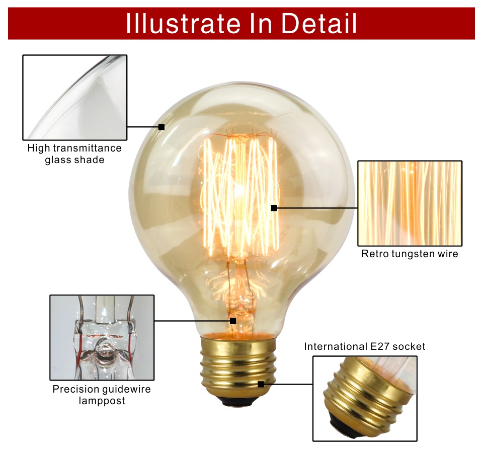 Got Liang Retro Edison Bulb E27 220V 40W Light Bulb A60 ST58 ST64 T10 ...