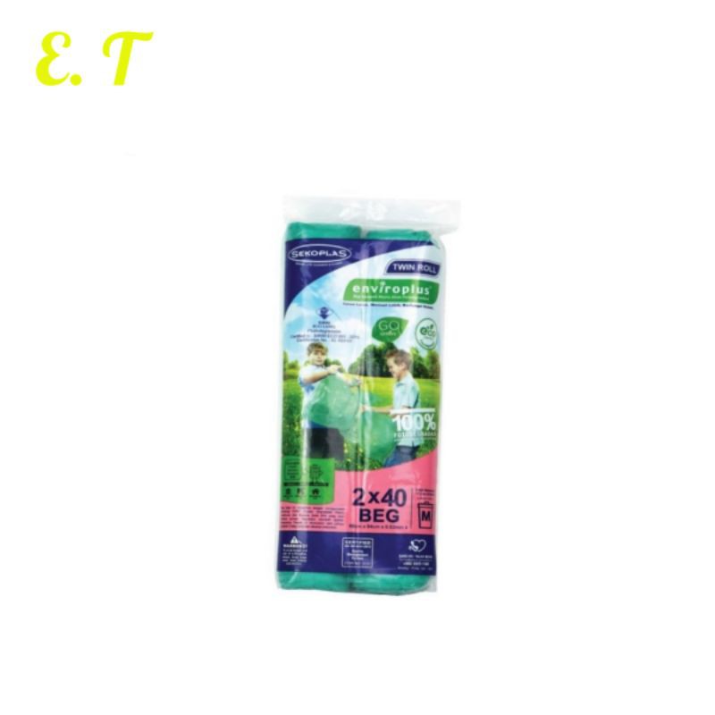 SEKOPLAS Original Enviroplus Twin Roll Garbage Bag M Size (2 x 40pcs ...