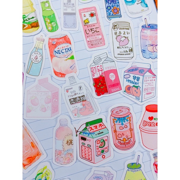 Multiple Drinks 50 pieces (colorful drink stickers) | Shopee Malaysia
