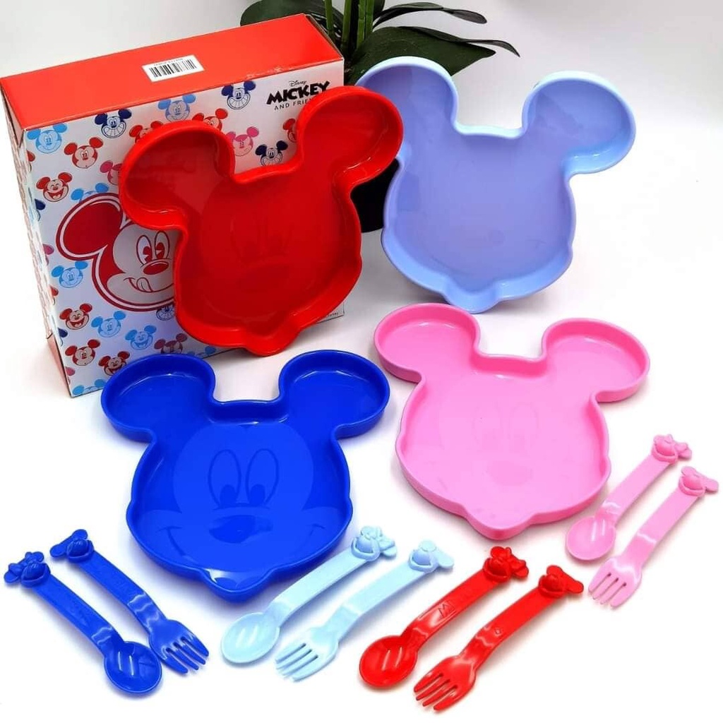 Tupperware Mickey Plates , Mickey Fork & Minnie Spoon Set (Mickey ...