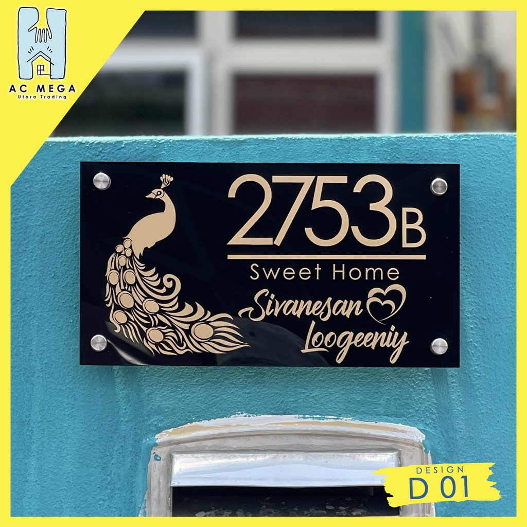 D 01 - house number | nombor rumah | sign plate acrylic | No Rumah ...