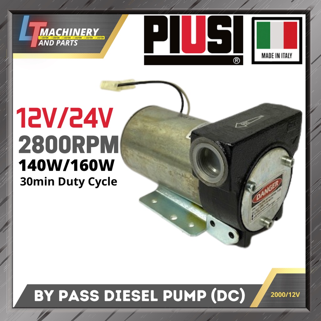 PIUSI 2000 12/24V By Pass Fuel Transfer Pump Made In Italy | Shopee ...