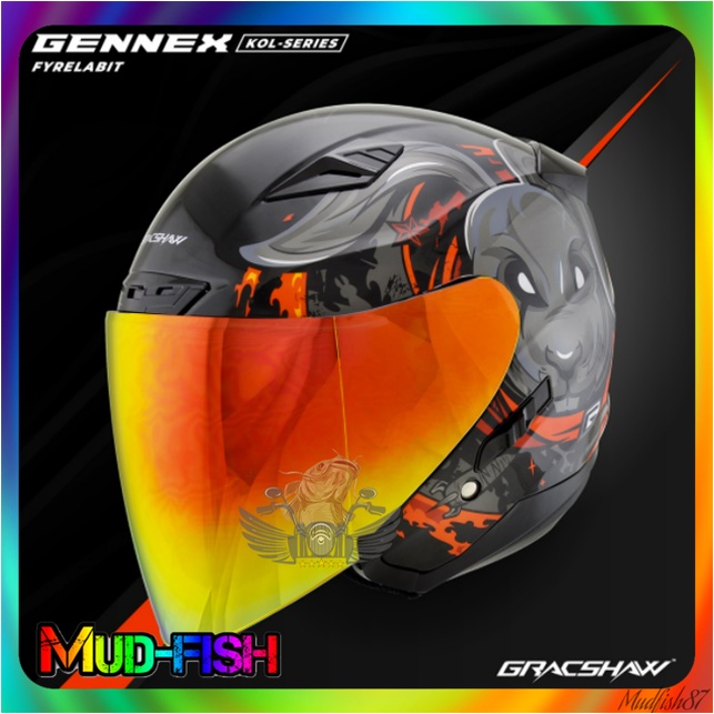 GRACSHAW Gennex G535 FYRE LABIT KOL Series HELMET (DOUBLE VISOR ...