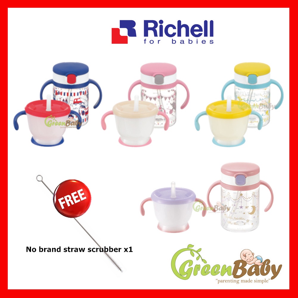 Richell Aqulea Straw Training Mug 150ml + Clear Straw Triton Bottle ...