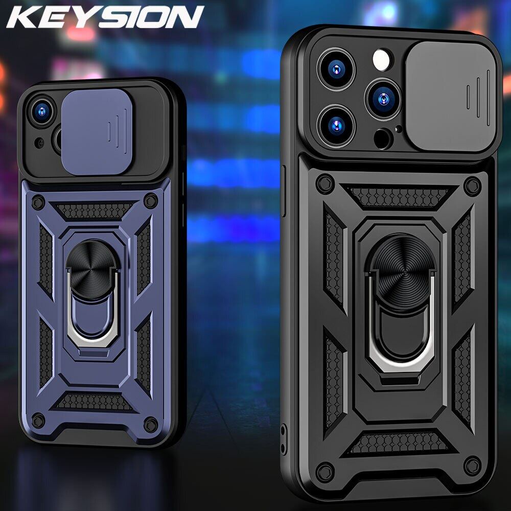 KEYSION Shockproof Case for iPhone 14 Pro Max 14 Plus Push Pull Camera ...
