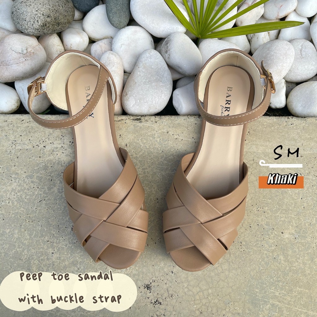 SM Carine Kasut Sandal Perempuan Women cross-strap comfort slip on open ...