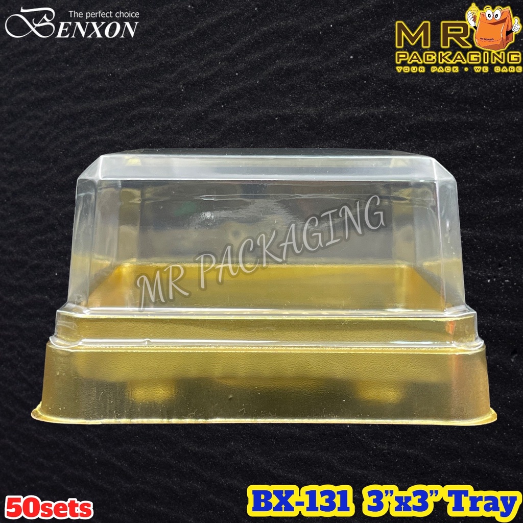 3" BX-131 Plastic Gold Tray & Lid [ 50sets± ] Door Gift Mooncake Bakery ...