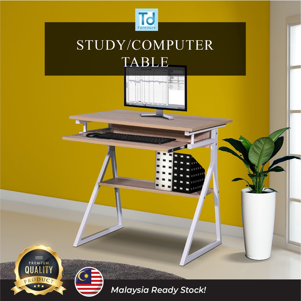 Metal Frame & Melamine Top Computer Table / Simple Modern Home Office ...