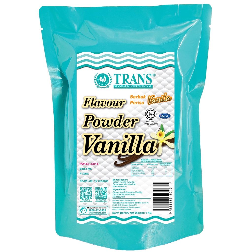 TRANS FLAVOUR POWDER VANILLA/ SERBUK PERISA VANILLA (HALAL) 1KG ...