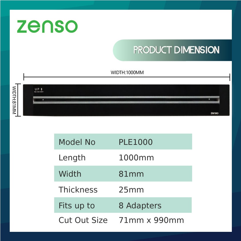 ZENSO - Z.Line Power Track-BLACK (Embedded) + FREE 4unit 13A ROUND ...