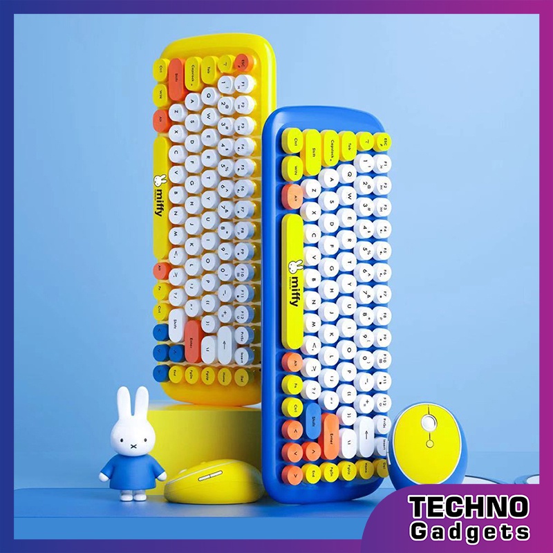 mipow Miffy wireless keyboard and mouse set cute cartoon computer retro ...