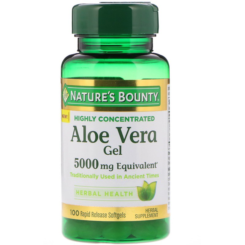 Nature's Bounty, Aloe Vera Gel, 5000 mg Equivalent, 100 Rapid Release ...