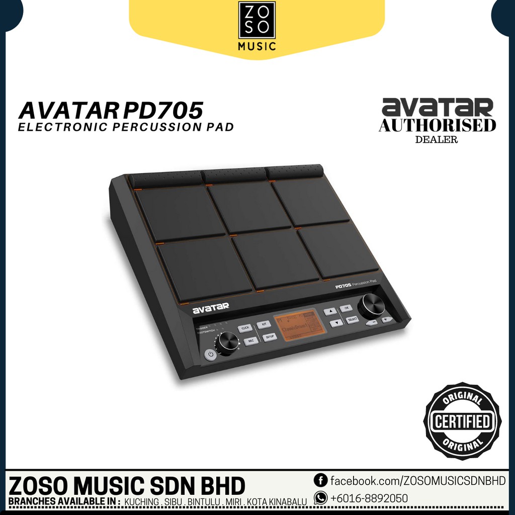 AVATAR PD705 ELECTRONIC PERCUSSION PAD (6PADS) W/PEDAL & STAND (AVATAR ...