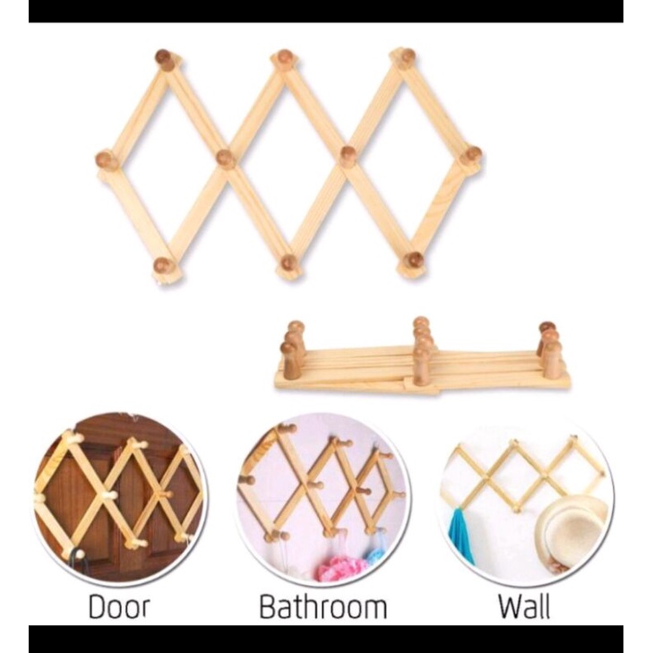 Penyangkut kayu tudung baju/ adjustable wooden hang wall (READY STOCK ...