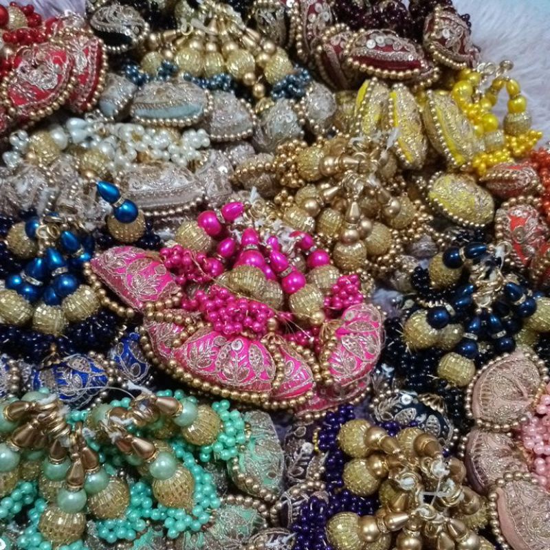 Fancy colorful latkan / kunjam for saree and dress per pair | Shopee ...