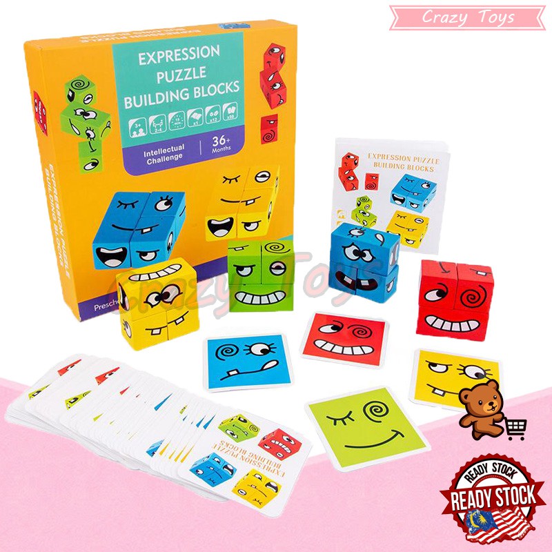Cube Kids Emoji Board Game Expressions Puzzle building blocks -Funny ...