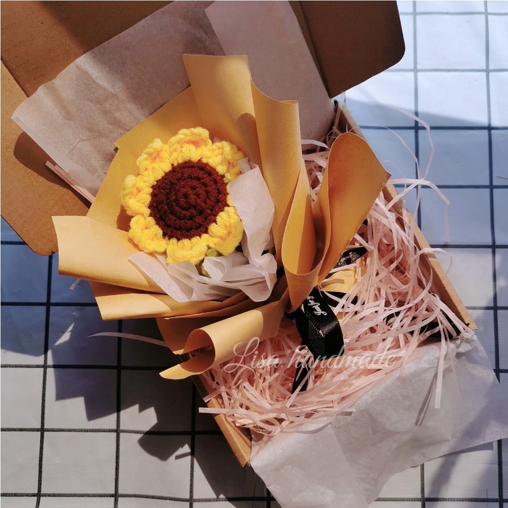 Handmade Crochet Sunflower Bouquet Mini Flowers Gift Graduation Flowers ...