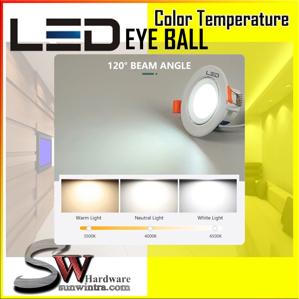 [1 Years Warranty] 7W LED Eye ball LED Recessed Eyeball Spotlight Round ...