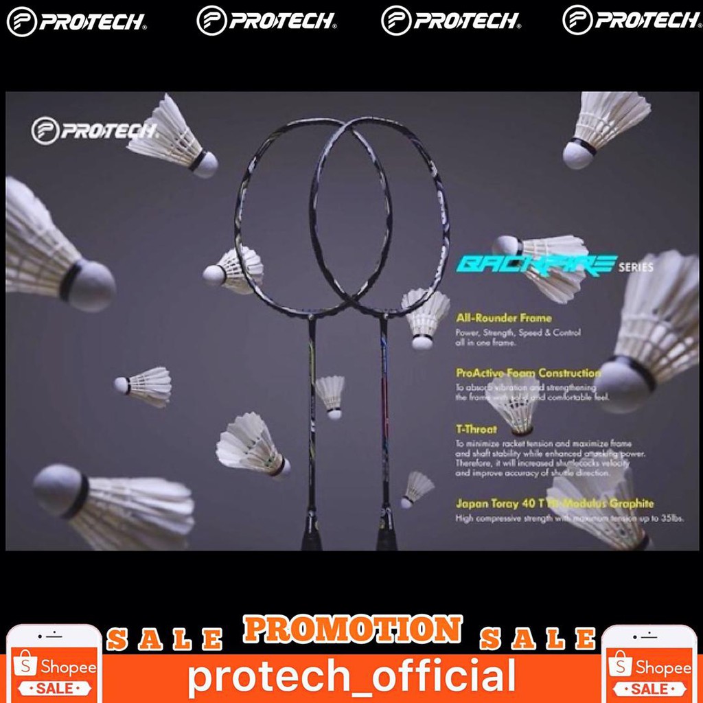 PROTECH BACKFIRE 11 RACKET RACQUET (FREE GRIP + FREE STRING) | Shopee ...