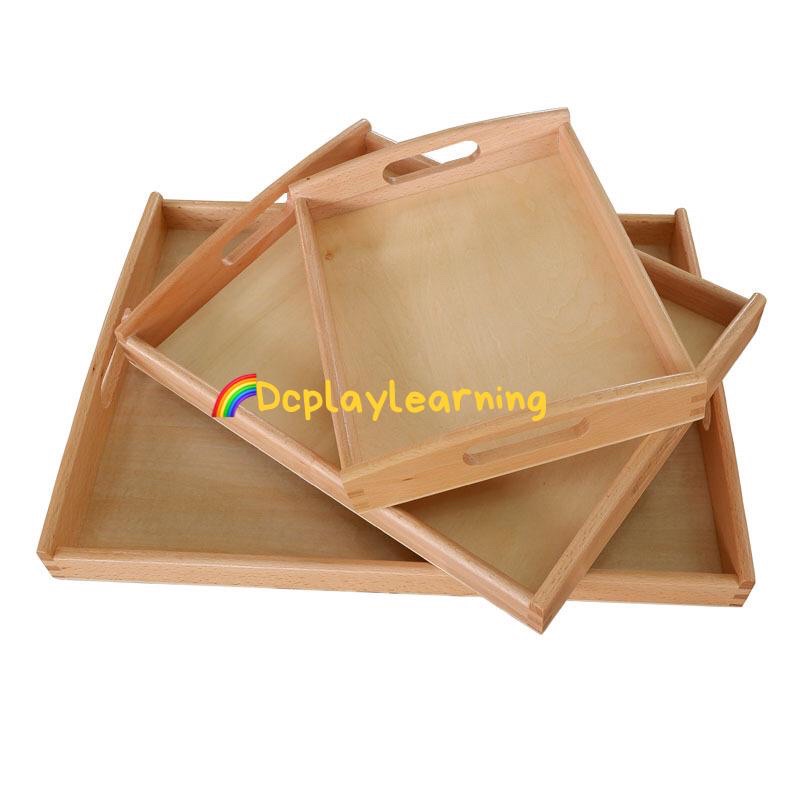 Montessori Wooden Tray Kindergarten Teaching Aid Childhood Work Tray ...