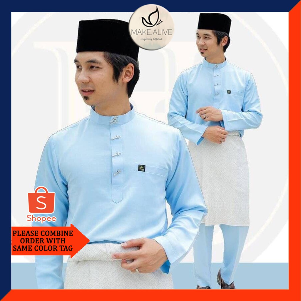 BAJU RAYA [5 BLUE COLOR] Baju Melayu Al Habib S M L XL 2XL 3XL 4XL 5XL ...