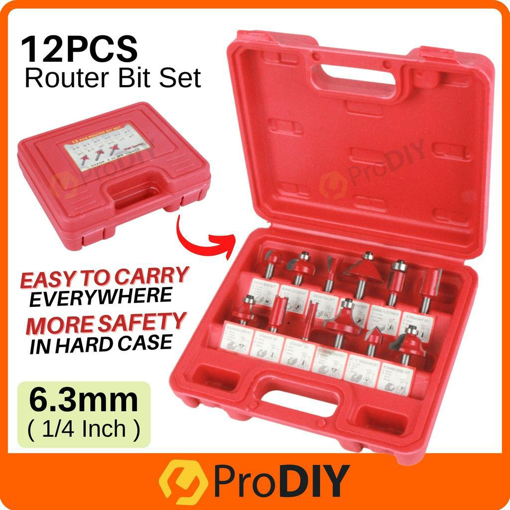 12PCS 6.35mm & 8mm (1/4") Router Bit Set Wood Carving Trimmer ...