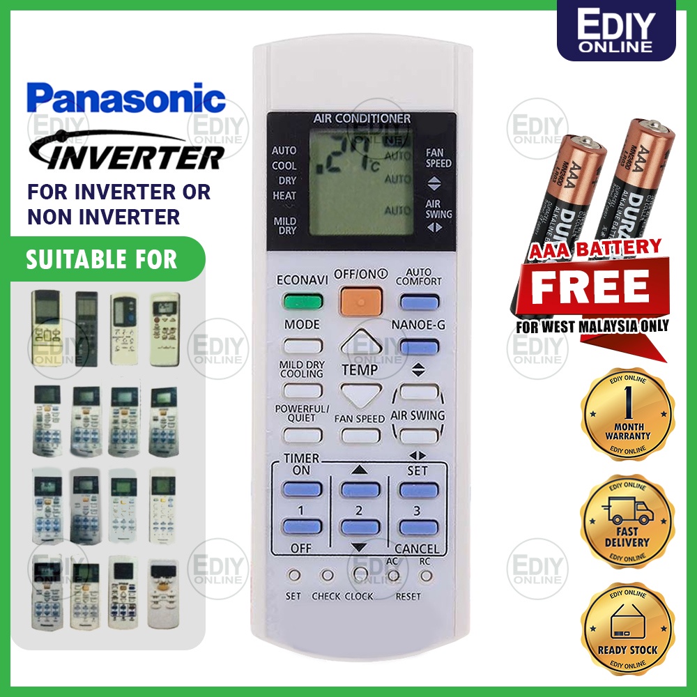 UNIVERSAL AIRCOND REMOTE CONTROL FOR INVERTER ECONAVI ( NANOE-G ) AIR ...