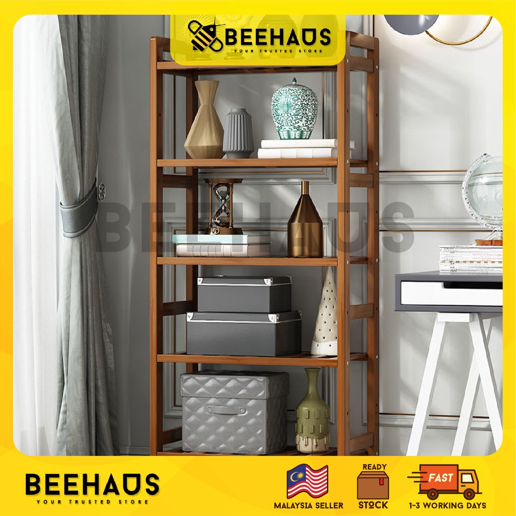 Beehaus 3/4/5 Tiers Bamboo Storage Rack | Multipurpose Rack Book Shelf ...