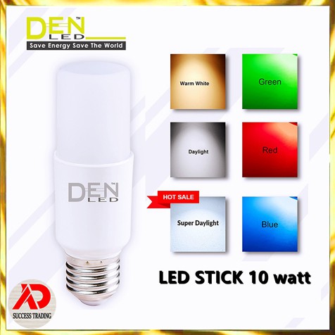 DEN LED STICK 10W LIGHT BULB (Super Daylight / Warm / Red /Blue / Green ...