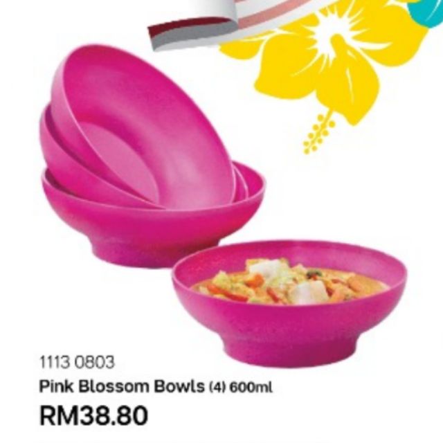 Tupperware Pink Blossom Bowls (600ml x 4 Pcs) | Shopee Malaysia