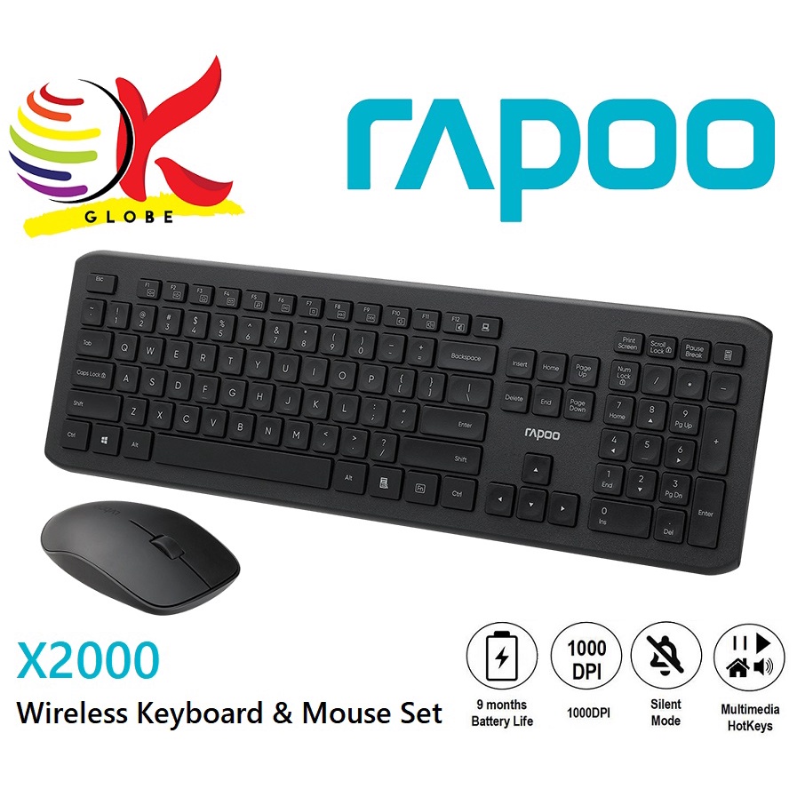RAPOO X2000 WIRELESS KEYBOARD AND MOUSE COMBO SET WITH MUTE BUTTON ...