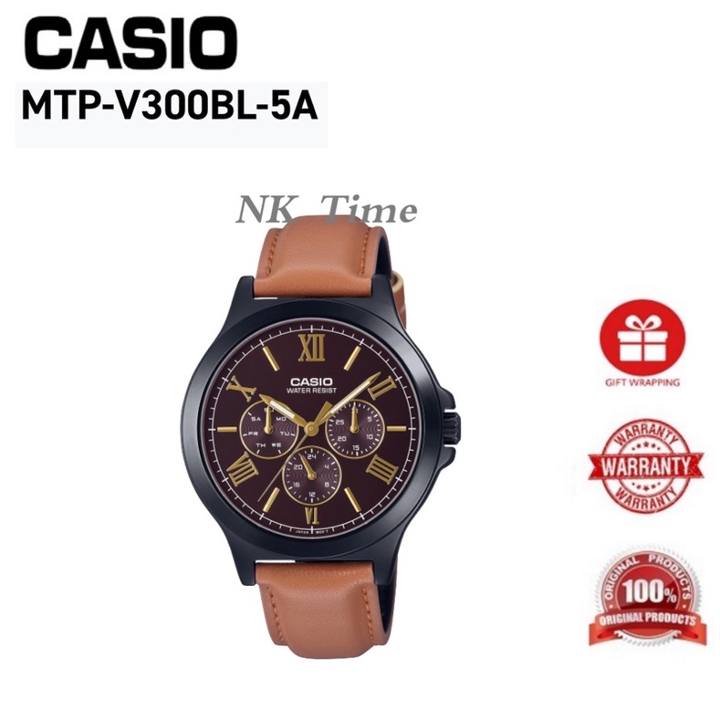 Casio Watch Multihand Men Wrist Watch Mtp V300bl 5a 100 Original Shopee Malaysia