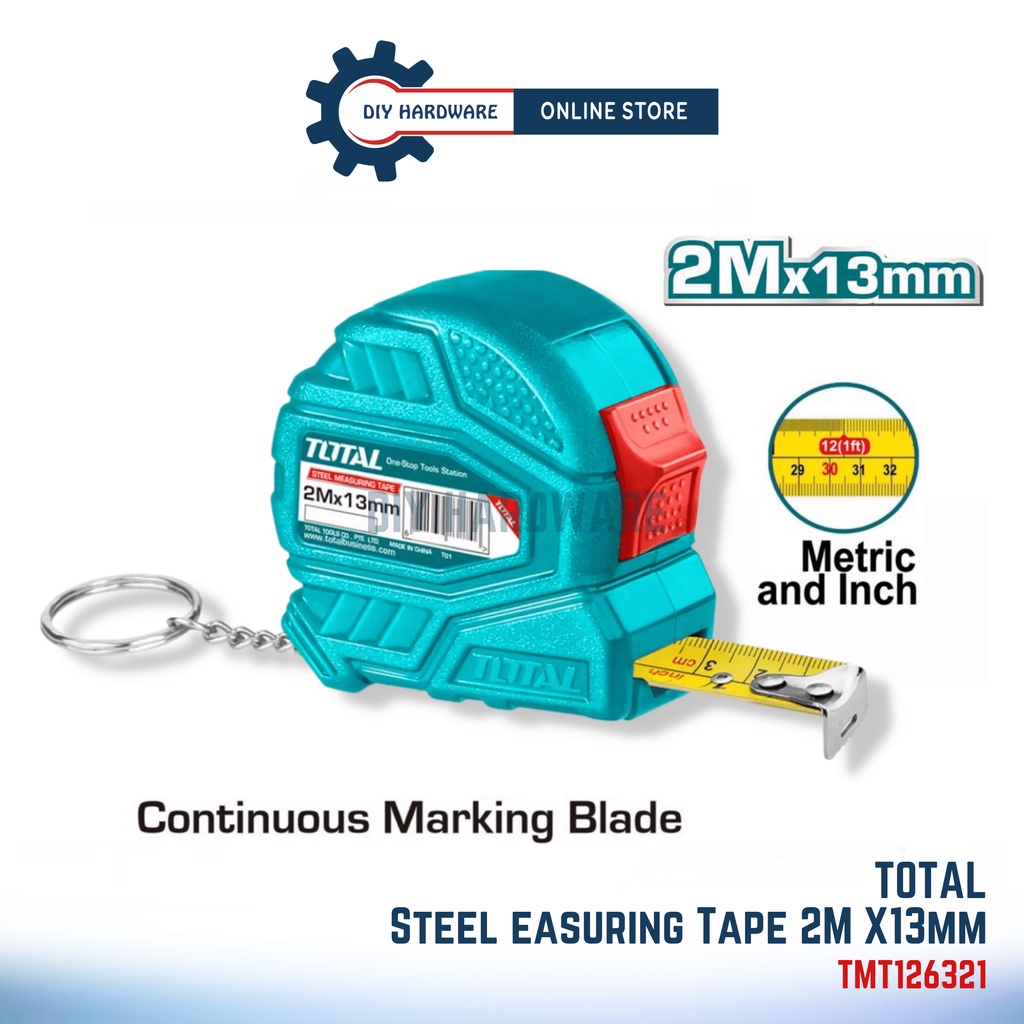 Total Steel Measuring Tape 2M X13mm TMT126321 | Shopee Malaysia