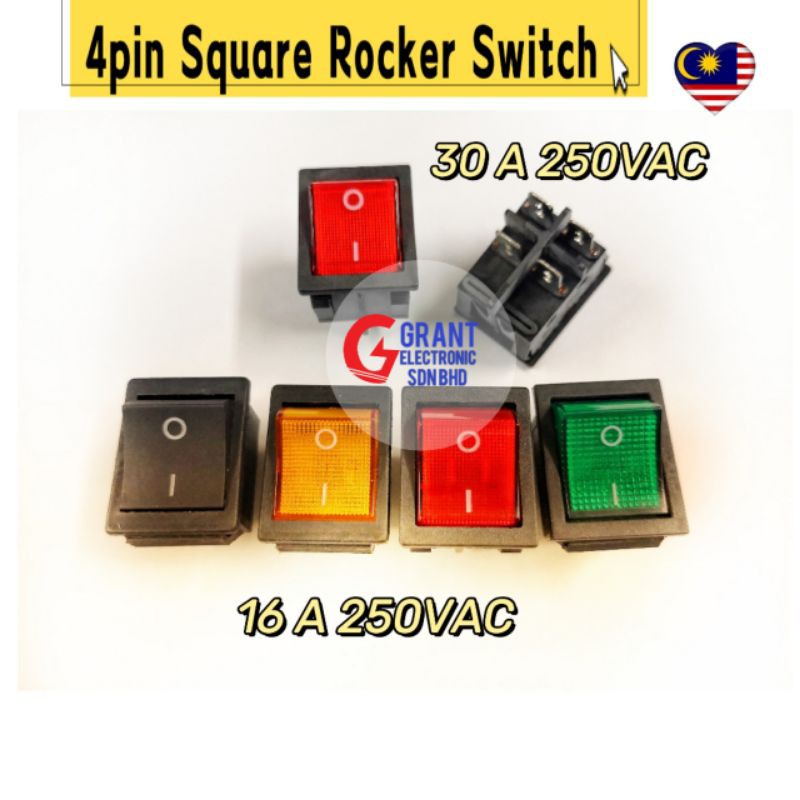 16A 30A 250VAC 4 Pin Rocker Switch KCD4 Double Port Switch KCD 4 Pin ...