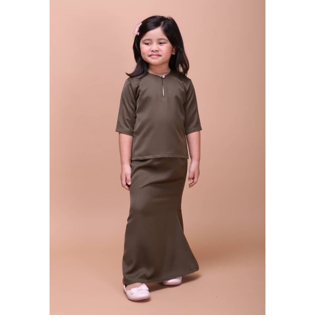 Baju Kurung Raya 2021 Kanak-Kanak - Olive Green Jane Crepe Budak Kids ...