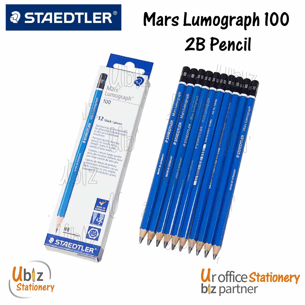 [RM 1.40/pcs] STAEDTLER Mars Lumograph Pencil 100 2B (12 pcs/box) | Shopee Malaysia