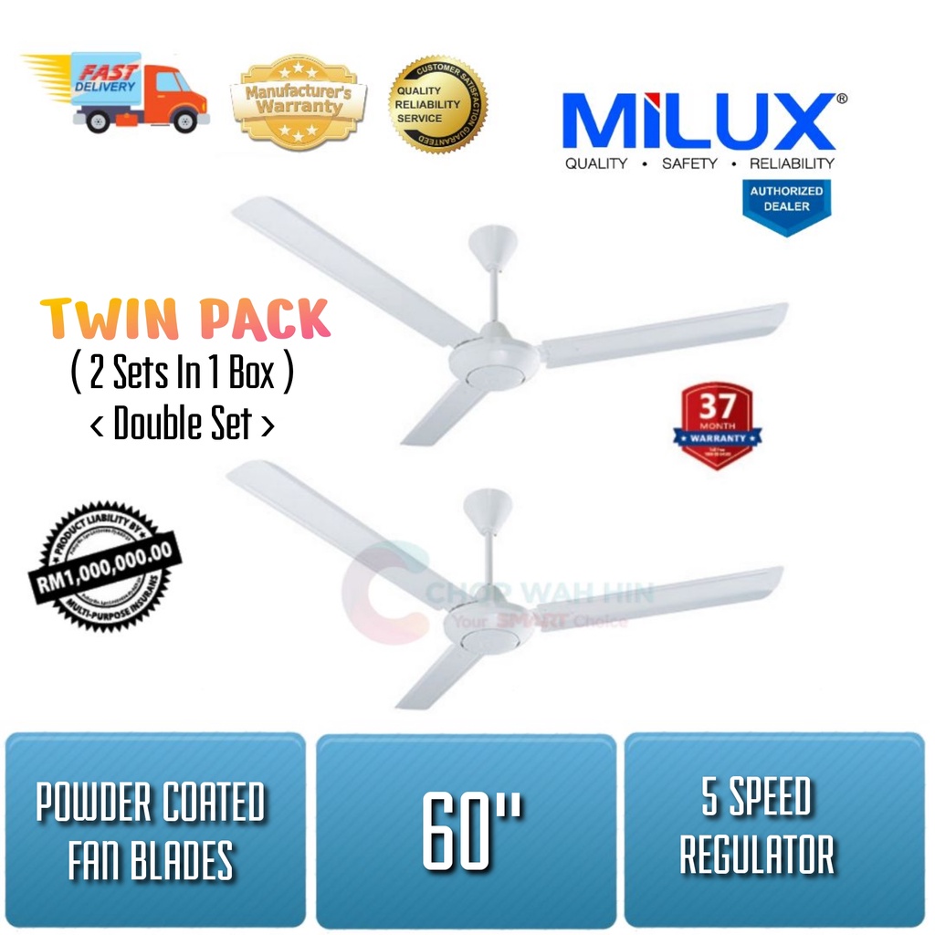 (2 UNITS)Pensonic / Milux / KDK / Panasonic Ceiling Fan 60" 3 Balde ...