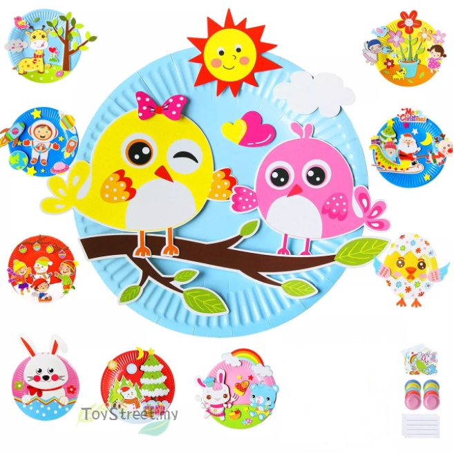 MY STOCK Handmade Craft Paper Kit DIY Cute Cartoon Paper Plate Art Kit ...
