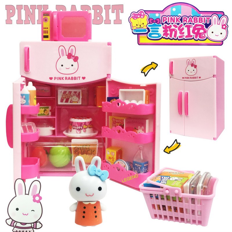 Pink Rabbit Brand Pink Rabbit Mini Toy Series Mini Fridge And Foods Toy ...