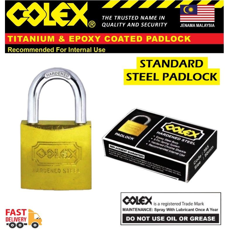 COLEX TITANIUM COATED PADLOCK 32 38 50 63MM STANDARD STEEL PADLOCK ...