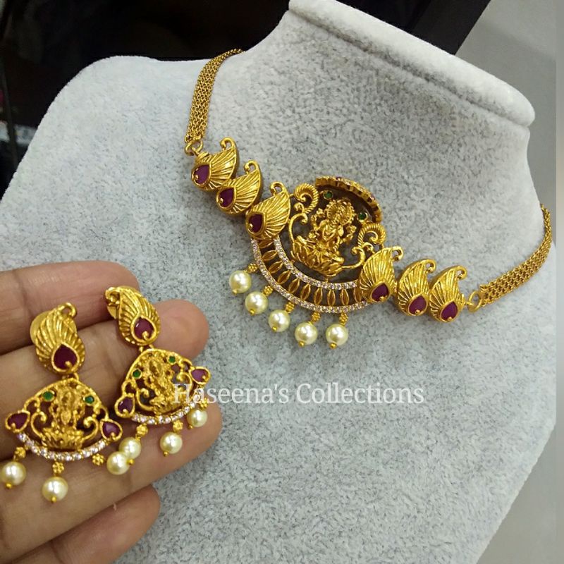 Haseenas Gold Matte Finish Mango Design Choker | Shopee Malaysia