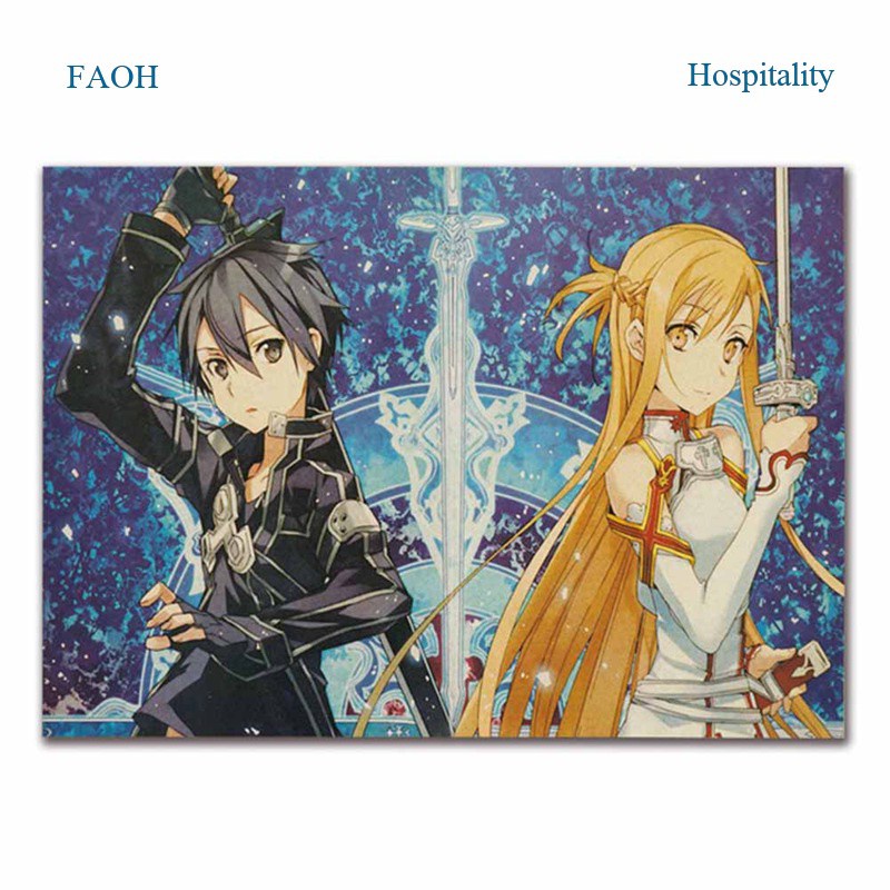 Hospitality Anime Sword Art Online Kirito Asuna Wall Poster Scroll Home ...