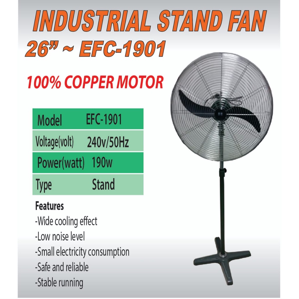 YET 26" Heavy Duty Industrial Stand Fan | Shopee Malaysia