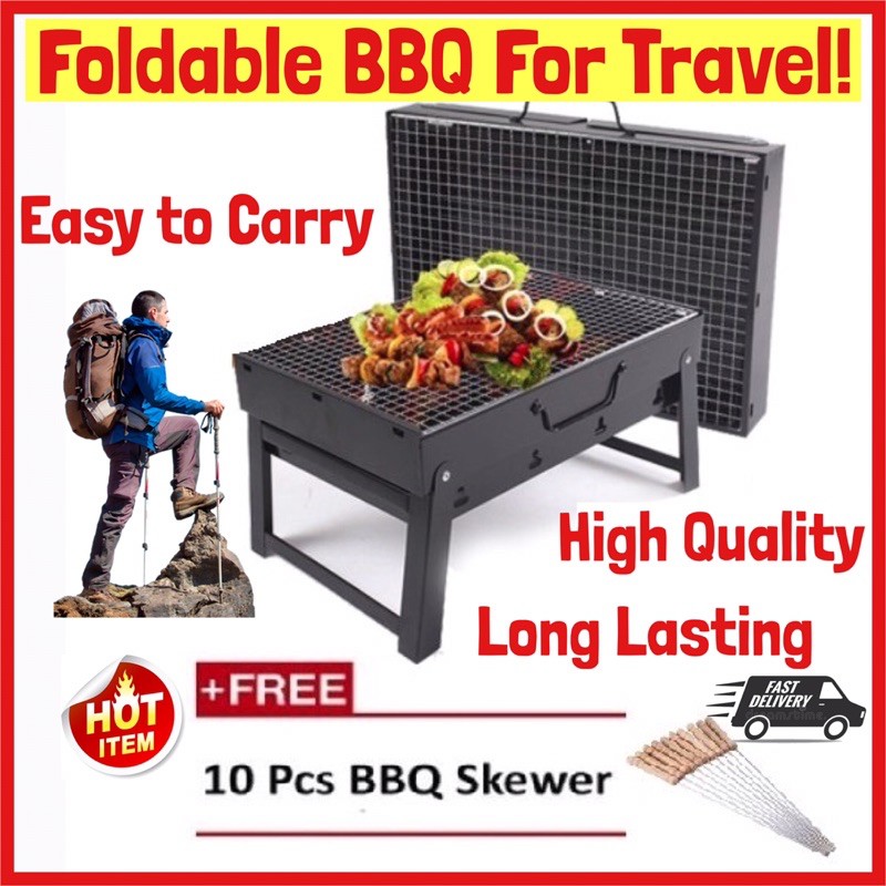 HOT SALE🔥 RARE ITEM💥 FOLDABLE BBQ SET FOR TRAVEL + FREE BBQ SKEWER ...