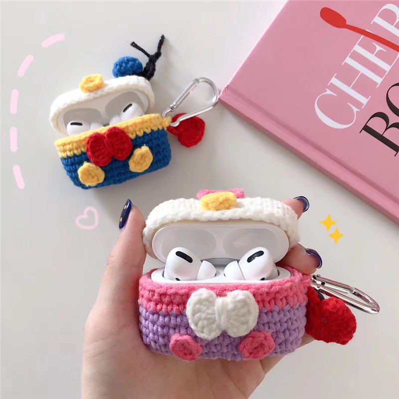 3D Donald Duck Daisy Knitted Cute case for Apple AirPods 1 2 Pro Cover ...