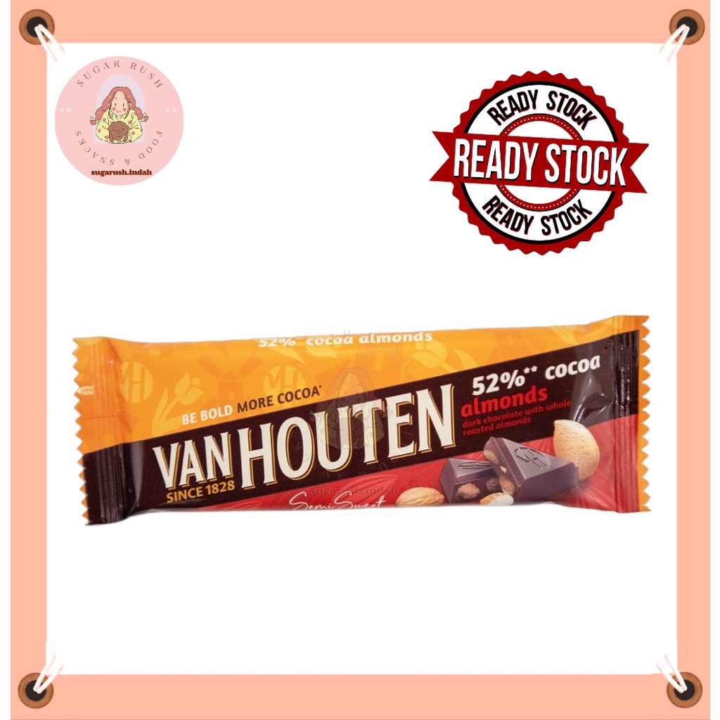 Van Houten 52% Cocoa Almonds Chocolate Bar 40g | Shopee Malaysia