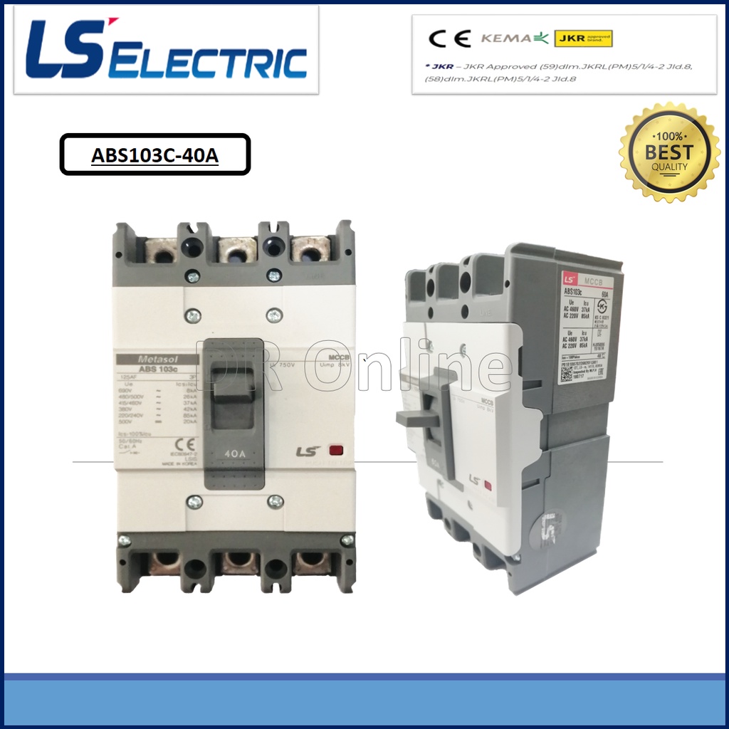 LS (METASOL) MOLDED CASE CIRCUIT BREAKER MCCB, 3 POLE ~ 37KA ~ 20 - 100A, (ABS103C) | Shopee ...