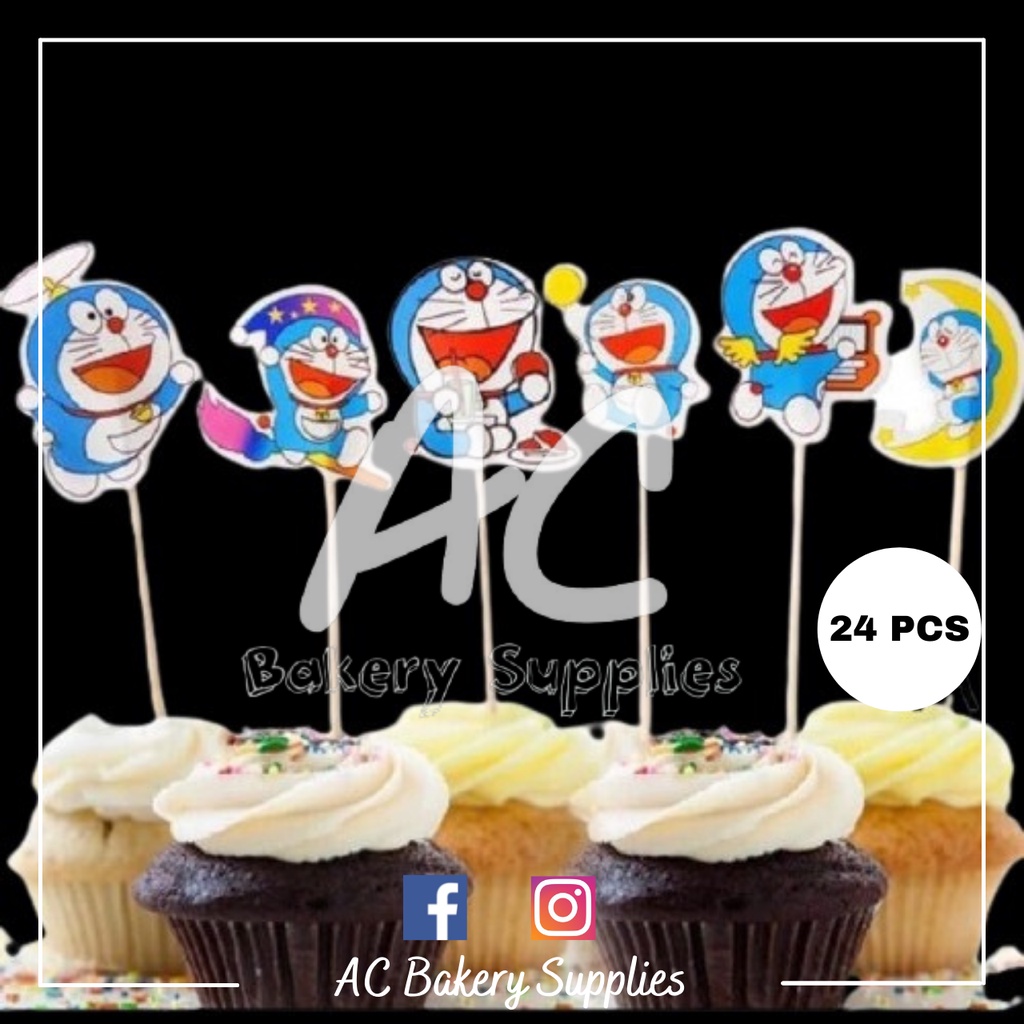 [READY STOCK] Doraemon 24pcs Decors Picks Cupcake Topper / Decoration ...