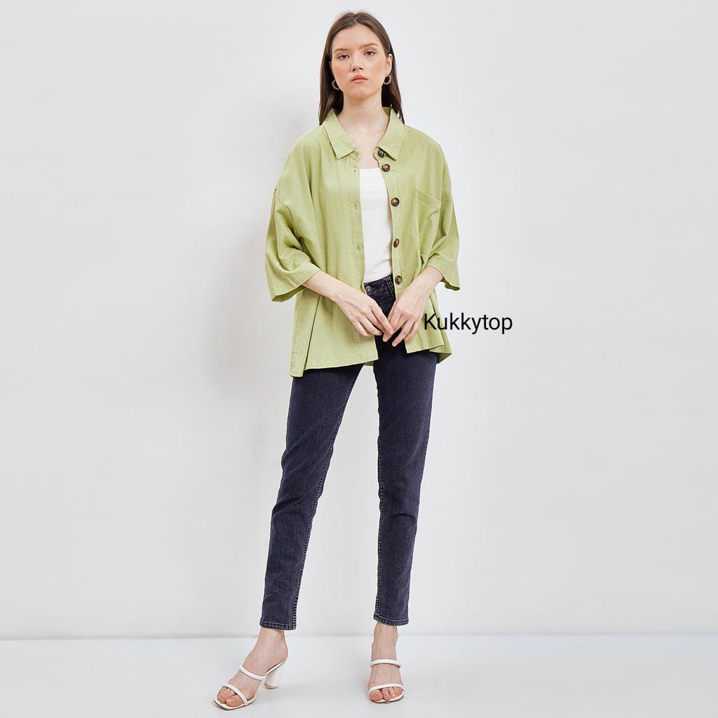 KATUN KEMEJA Kukky Top Carla Blouse Women's Cotton Linen Oversize Shirt ...